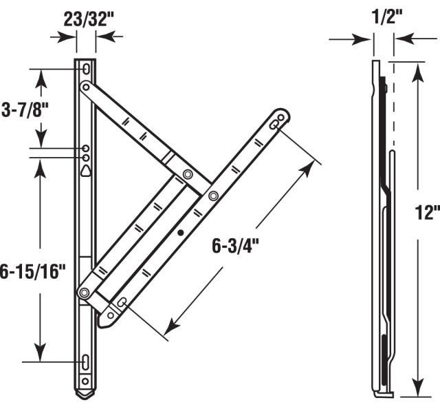 12", Stainless Steel, 4-Bar Hinge Casement or Projecting Window ...