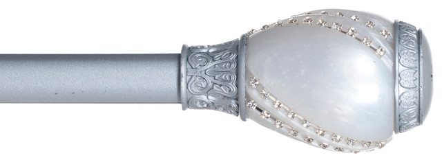 Lavish Home Pearl Curtain Rod 3/4 inch, Silver - Traditional - Curtain ...