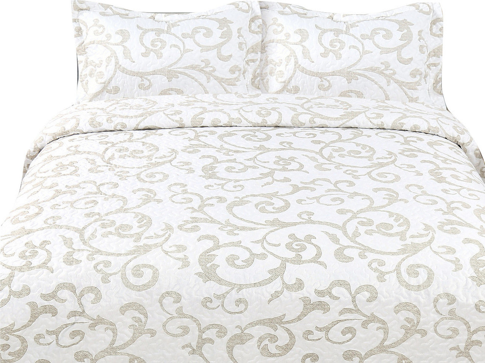 Freesia Vineyard Patchwork Quilt Set, Queen - Contemporary - Quilts And ...