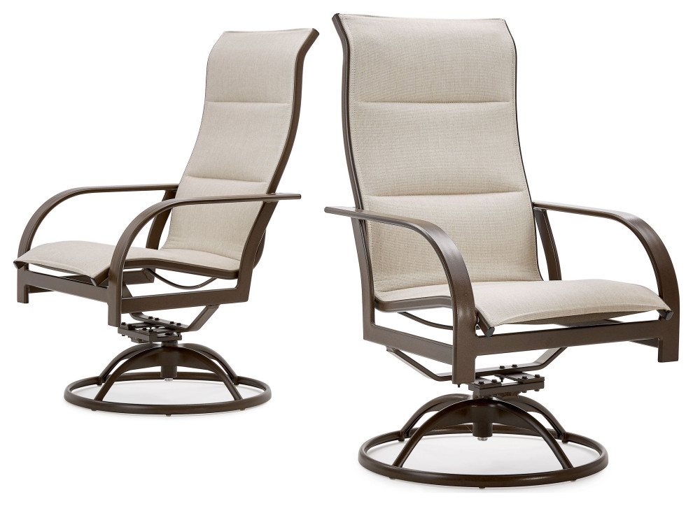 Key West Padded Sling Ultra High Back Swivel Rocker Dining Chair, Set ...