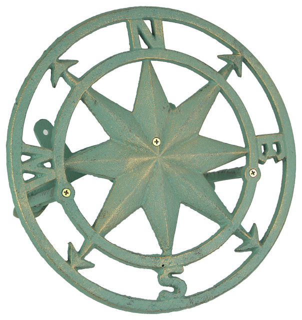 Cast Iron Compass Wall Mounted Decorative Hanging Garden Hose Holder ...