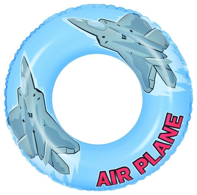 30" Blue and Gray Airplane Inflatable Swimming Pool Inner Tube Ring ...