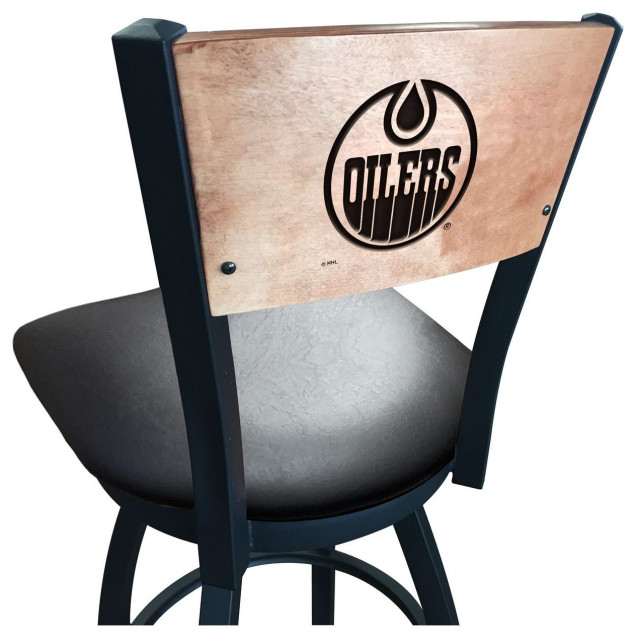 Holland L038 Engraved Edmonton Oilers 25" Counter Stool - Black/Vinyl ...