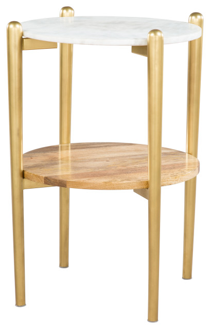 Mina Marble Side Table White and Gold - Modern - Side Tables And End ...
