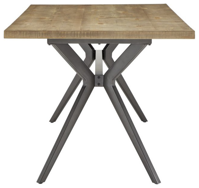 Midcentury Dining Table, Angled Legs With Trestle Support & Wooden Top ...