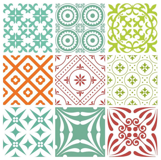 7" X 7" Muted Brights Mosaic Peel and Stick Removable Tiles ...