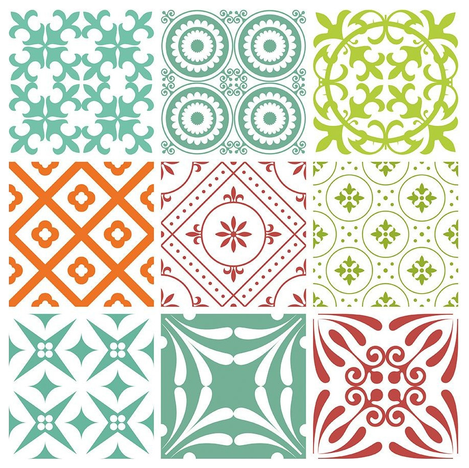 7" X 7" Muted Brights Mosaic Peel and Stick Removable Tiles ...