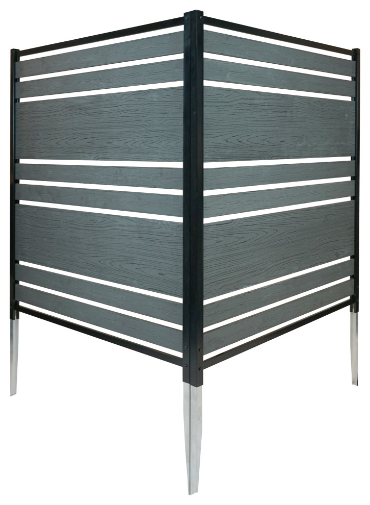 EC18018 4 ft H x 3.3 ft W Vienna WoodTek Vinyl Charcoal Color Privacy ...