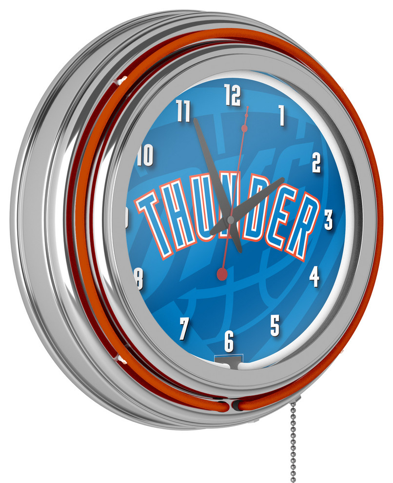 NBA Chrome Double Rung Neon Clock, Fade, Oklahoma City Thunder ...