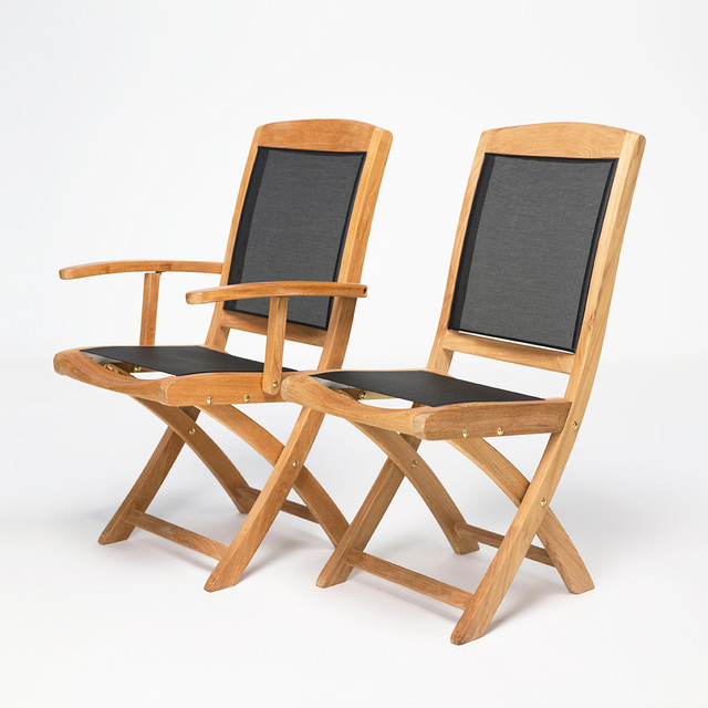 Teak & Textilene Folding Chair Colorado - Transitional - Outdoor ...