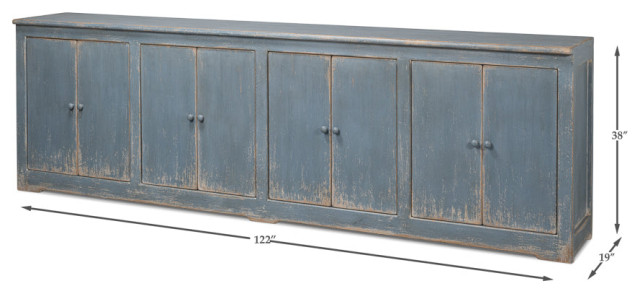 Eight Is Enough Extra Wide Sideboard Blue Gray - Farmhouse - Buffets ...