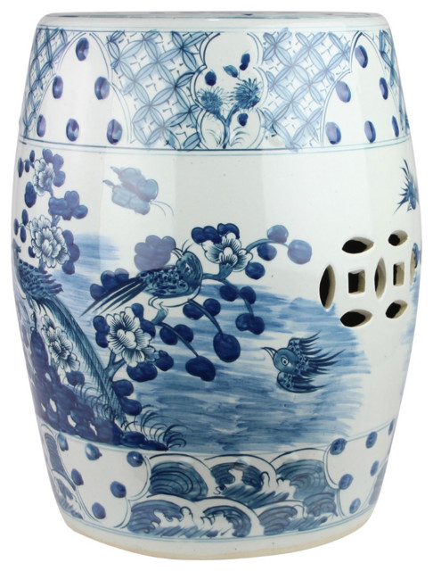 Indigo Bird Ceramic Stool - Asian - Accent And Garden Stools - by ...
