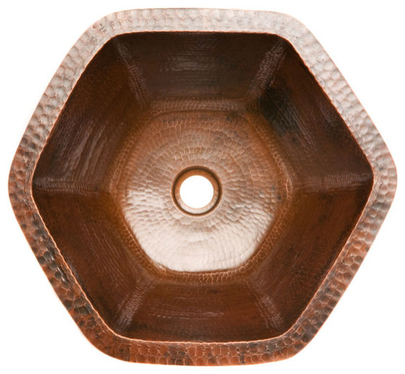 LH15.5DB Hexagon Under Counter Hammered Copper Sink - Traditional ...