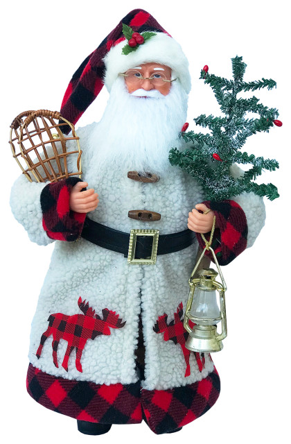 15" Plaid Moose Santa - Rustic - Holiday Accents And Figurines - by ...
