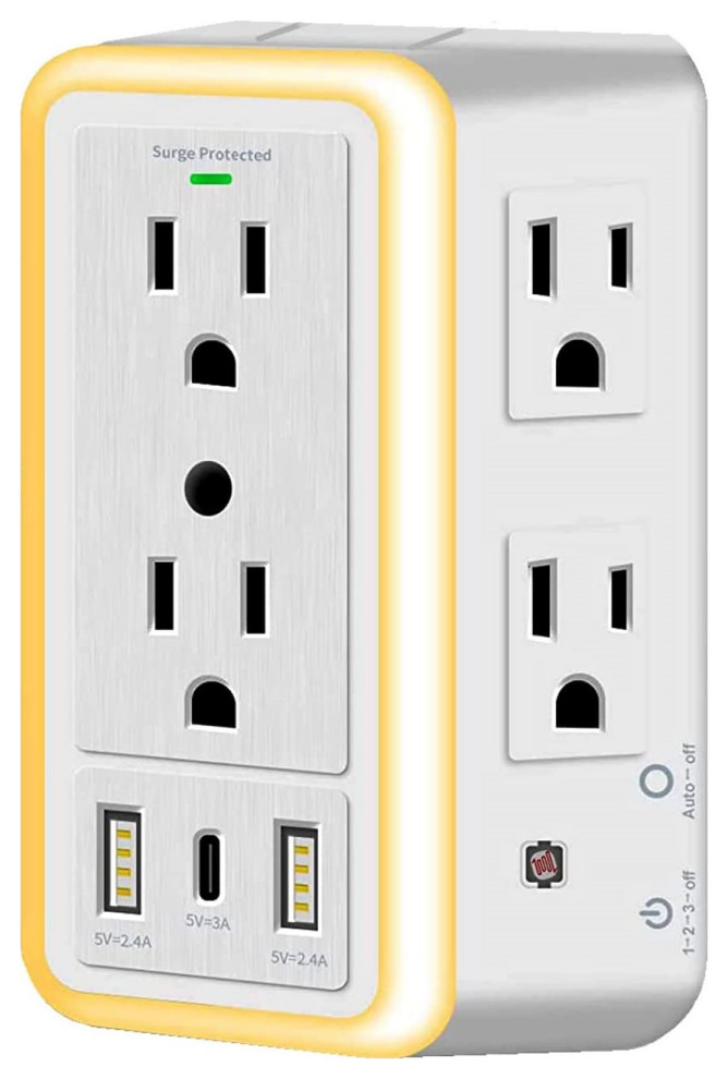 Multi Plug Outlet, Surge Protector, 6 Outlet Extender With 2 USB ...