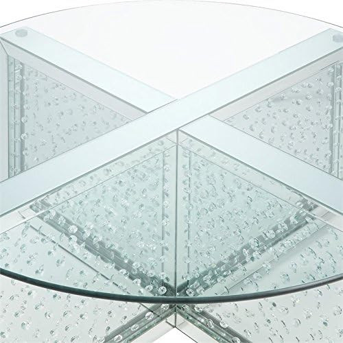 Contemporary Coffee Table, Crossed Base With Faux Crystal Inlay & Glass ...