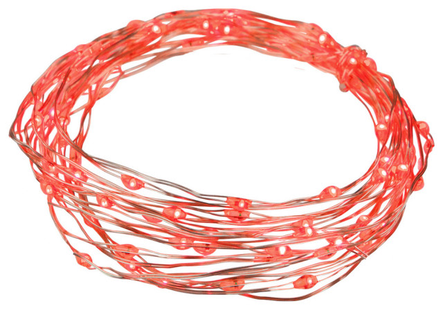 100ct Red LED Micro Fairy Lights, 20' Copper Wire - Modern - Holiday ...