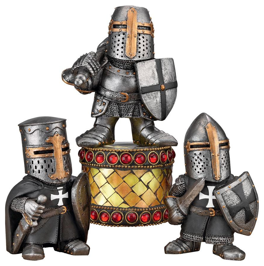 Medieval Crusader Knights of the Gothic Realm Statues, 3-Piece Set ...