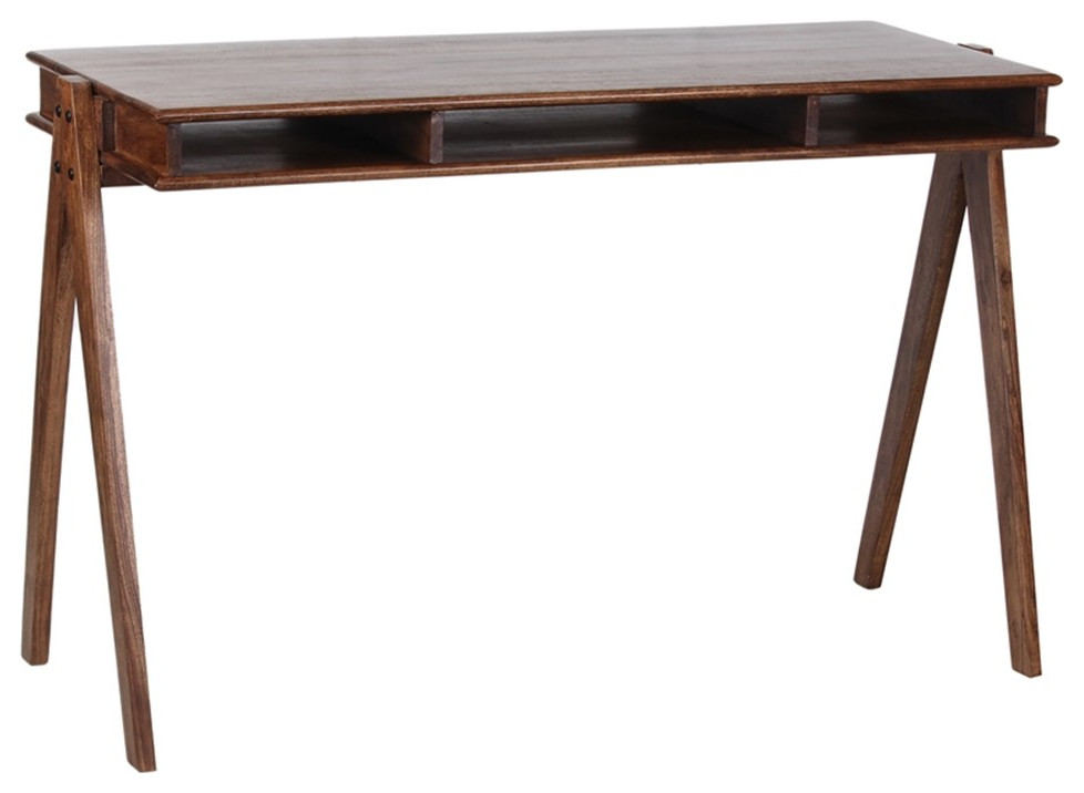 Porter Designs Portola Solid Acacia Wood Desk - Brown - Transitional ...