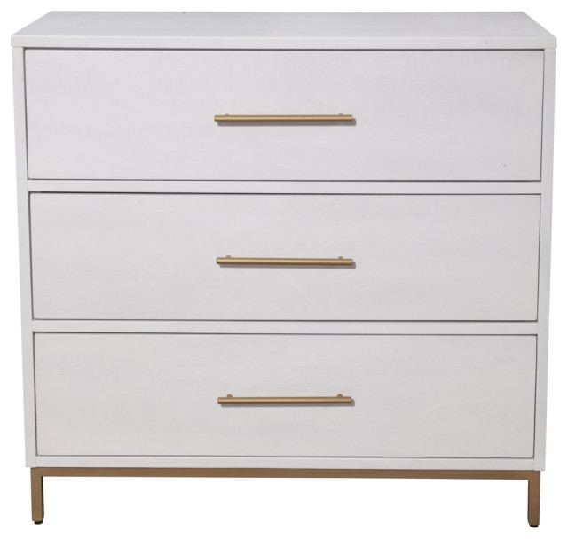 36" White Solid Wood Three Drawer Chest - Contemporary - Dressers - by ...