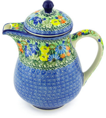 Polmedia Polish Pottery 7-cup Stoneware Pitcher With Lid - Farmhouse ...