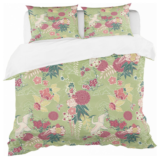 Oriental Silk Pattern Asian Duvet Cover Set - Contemporary - Duvet ...