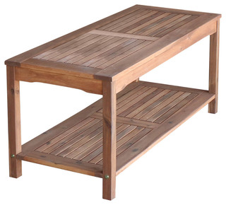 Acacia Wood Patio Coffee Table - Transitional - Outdoor Coffee Tables ...