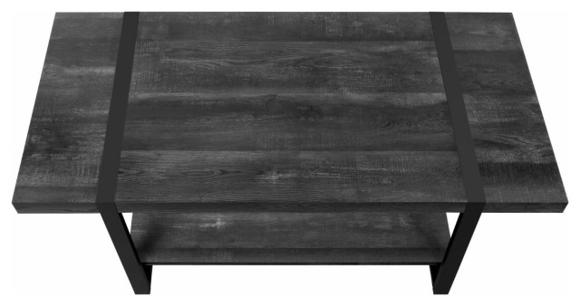 Industrial Rectangular Coffee Table with Black Metal Frame, Reclaimed ...