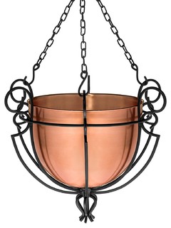 Hanging Patio Garden Flower Planter Basket, Copper Finish - Traditional ...