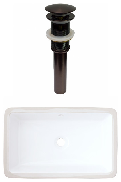 21.875-in. Rectangle UM Sink Set In White, Overflow Drain ...