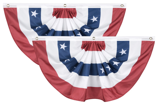 Yescom 2Pcs 1.5x3 Ft USA Pleated Fan Flag Half Fan Banner American ...