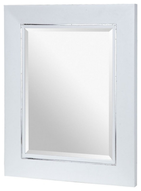 Rectangular Venetian Wall Mirror in White Finish Chrome Accent and ...