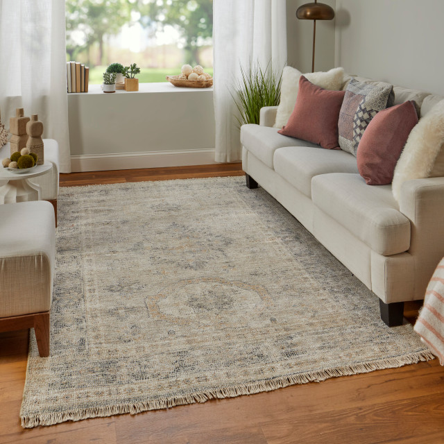 Weave & Wander Ramey Vintage Space Dyed Wool Rug, Tan/Gray, 5'x7'6 ...