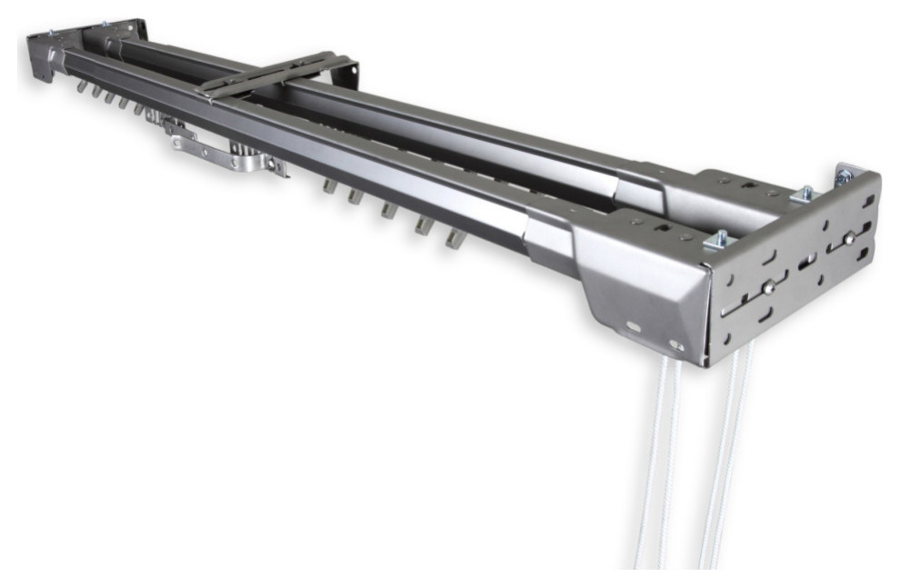 Heavy Duty Double Traverse Rod Center Open 66-120" Silver ...