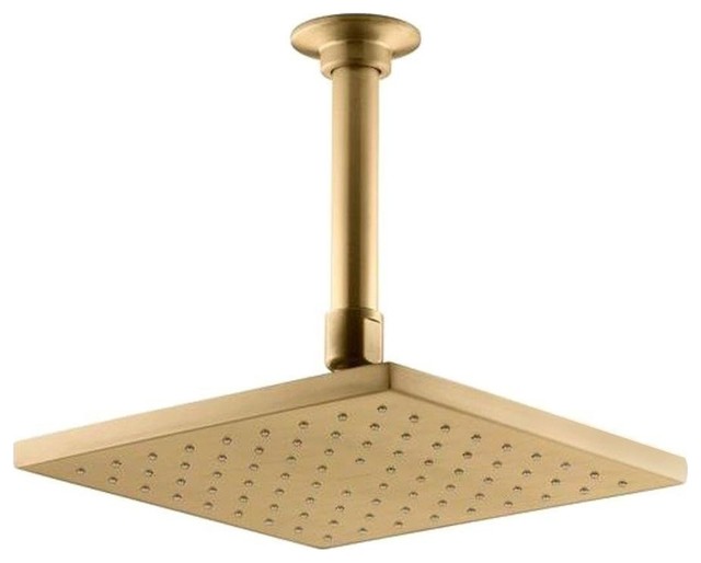 Fontana Gold Plated Square Led Rain Shower Head Solid Brass