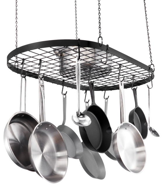 VEVOR Hanging Pot Rack Ceiling Mount 32" Ceiling Pot Rack With 12 S ...