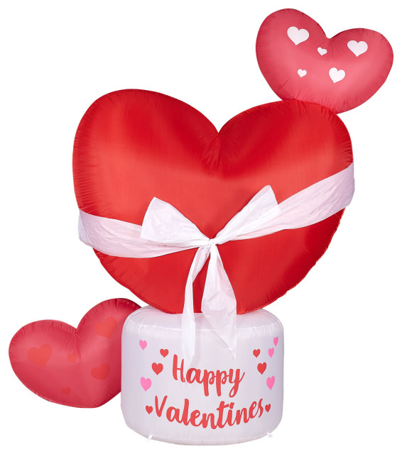 8' Tall Valentine's Day Heart, Blow Up Inflatable With Lights ...