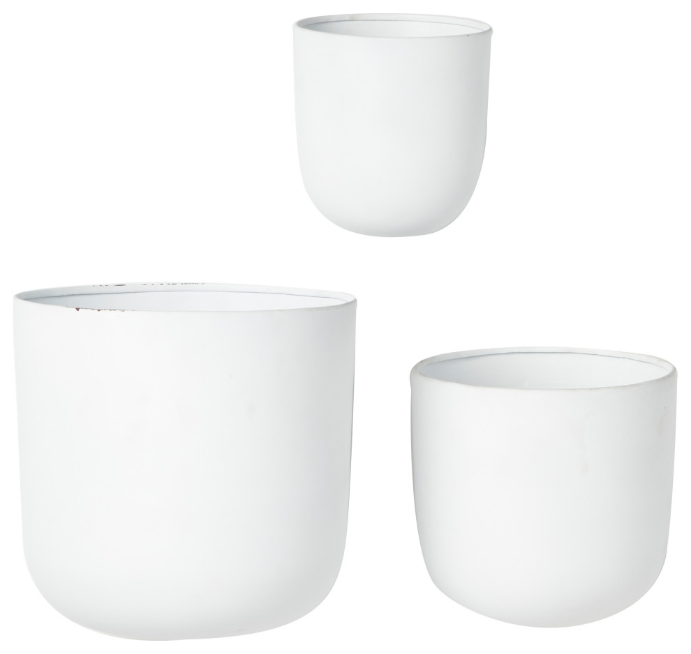 Contemporary White Metal Wall Planter Set 51944 - Transitional ...