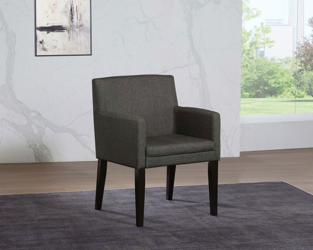 Catherine Upholstered Dining Arm Chair Charcoal Grey and Black, Set of ...