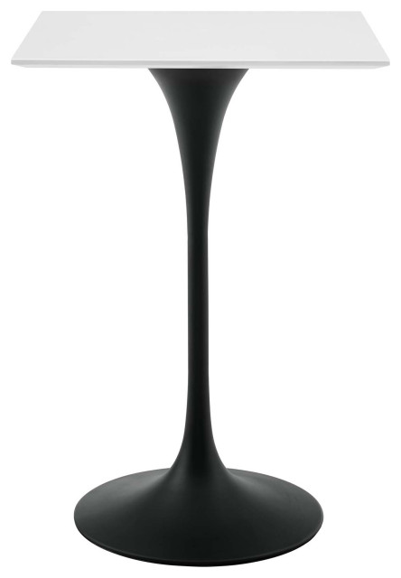 Modern Bar Pub and Dining Square Bar Table, Wood Metal Steel, Black ...