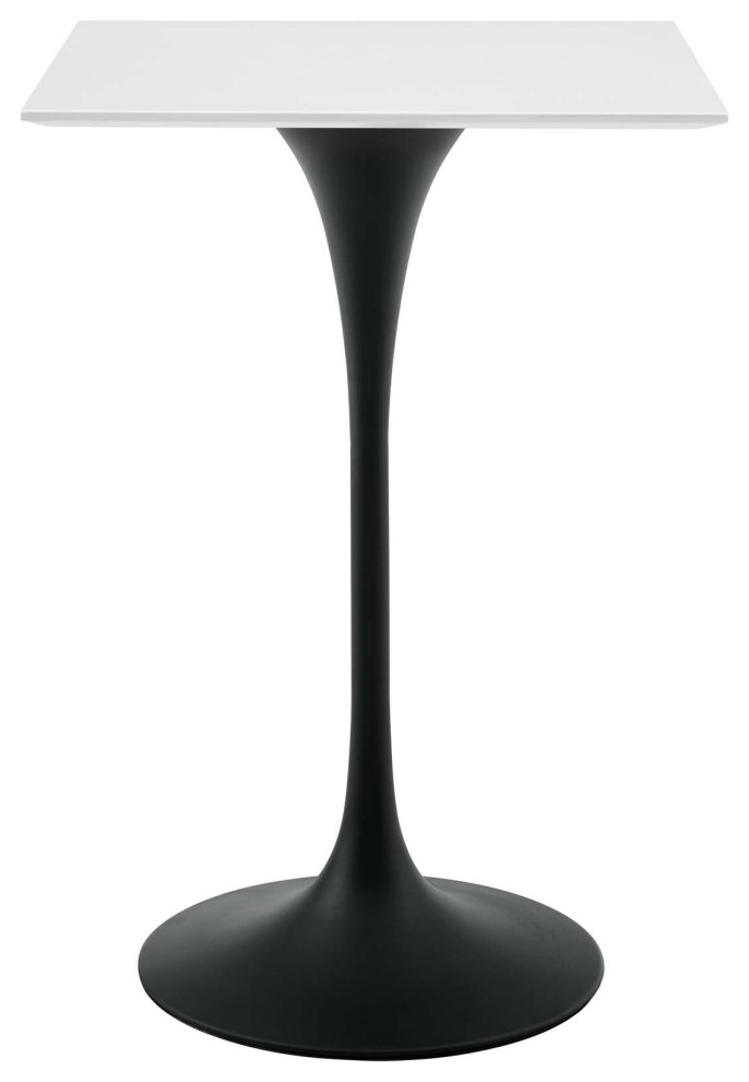 Modern Bar Pub and Dining Square Bar Table, Wood Metal Steel, Black ...