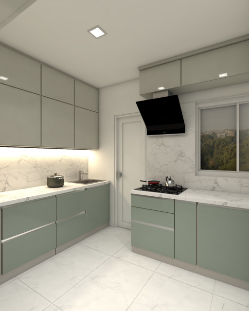 Acrylic Modular Kitchen in U Shape - Modern - Kitchen - Delhi - by ...