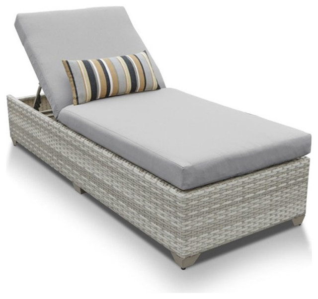 TK Classic Fairmont Wicker Patio Chaise Lounge in Beige and Gray ...