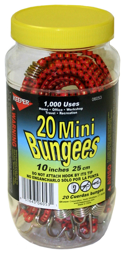 Keeper® 06053 Mini Bungee Cord with Steel hooks, 10", Assorted Colors ...