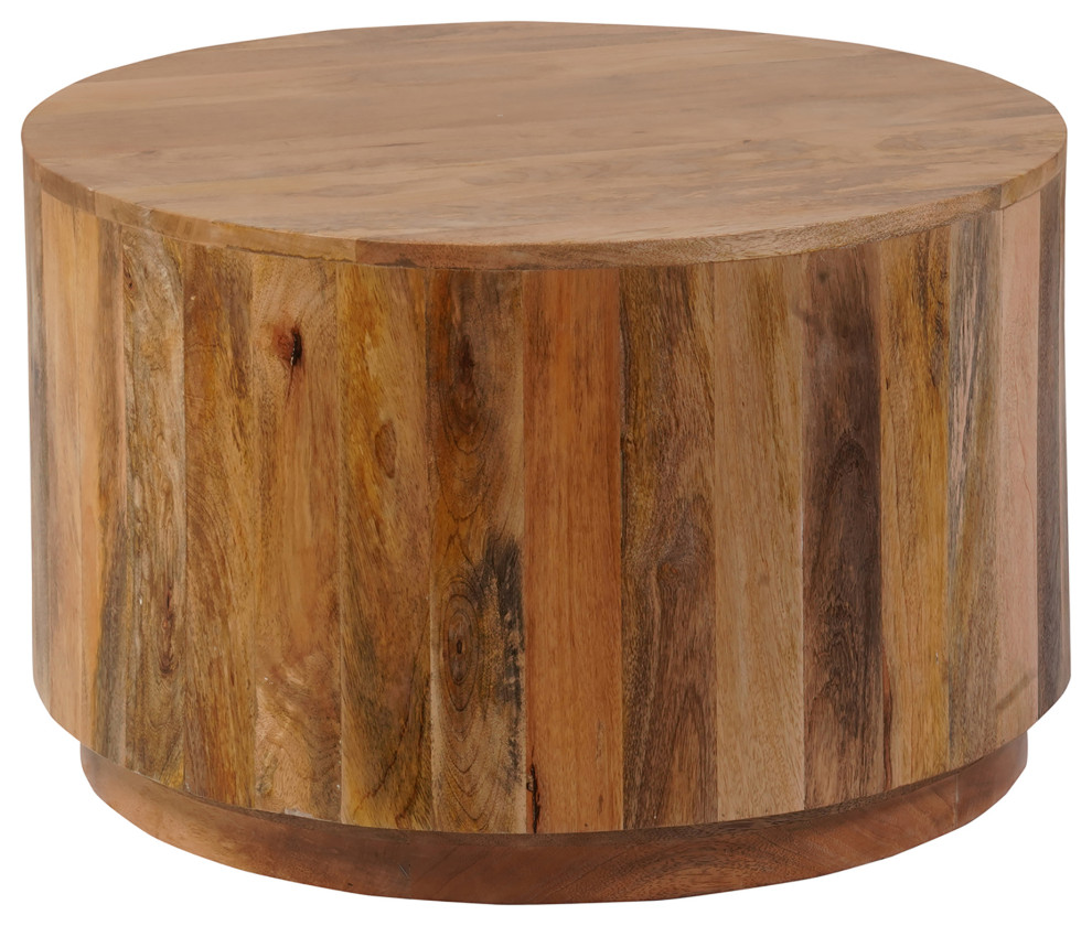 Krissa 30" Round Mango Wood Coffee Table, Natural Mango - Transitional ...