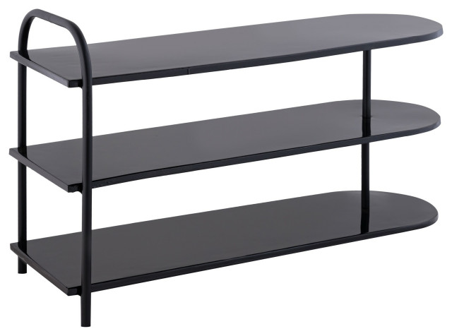 Modern 9-Pair 3-Tier Iron Curved Decker Shoe Rack - Contemporary - Shoe ...