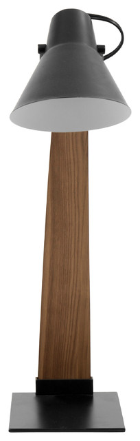 LumiSource Noah Table Lamp, Walnut and Black - Transitional - Desk ...