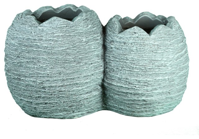Double Sided Planter, Gray Set of 2 - Contemporary - Indoor Pots And ...