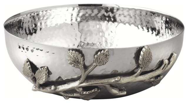 Elegance Sparkle Silver Leaf Bowl - Contemporary - Serving And Salad ...