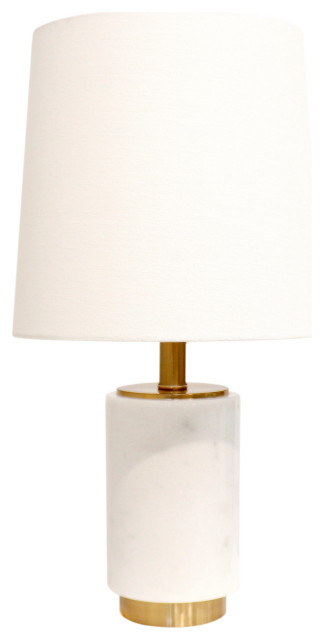 Modern Marble Pillar Leon Table Lamp with Light E27 Bulb, White & Gold ...